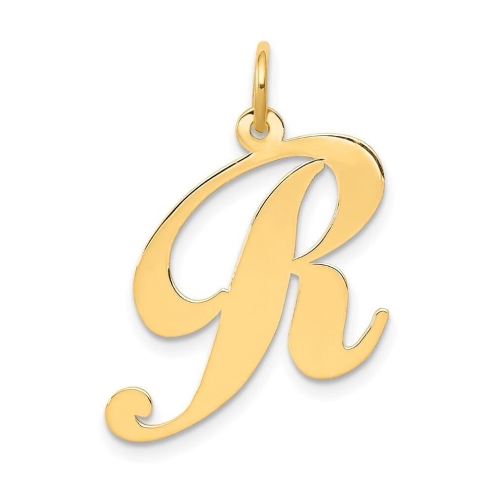 Kazi Luxury 14k Yellow Gold Large Fancy Script Letter… - Gem